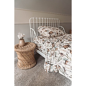 Pobi Baby - Premium Twin Fitted Sheet, Flat Sheet with Pillow case - Ultra-Soft Cotton Blend, Stylish Woodland Pattern, Deep Pockets - Twins Sheets - 3 PC (Wildlife Animal)