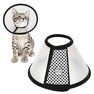 Depets Adjustable Recovery Pet Cone E-Collar for Cats Puppy Rabbit, Plastic Elizabeth Protective Collar Wound Healing Practical Neck Cover, Small & Medium