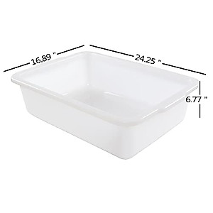 Waikhomes 4-Pack 35 L Bus Box, Plastic Utility Bus Tub, Commercial Dish Pan, White