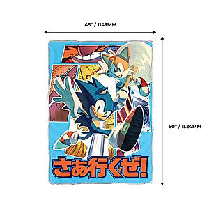 JUST FUNKY Sonic The Hedgehog Merch | Sonic The Hedgehog Fleece Throw Blanket & Vanilla Air Freshener Gift Set | Sonic and Tails Throw Blanket | 45 x 60 Inches | Officially Licensed Product