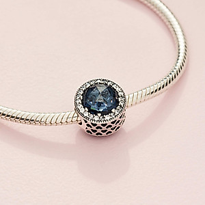 Pandora Sparkling Dark Blue Charm Bracelet Charm Moments Bracelets - Stunning Women's Jewelry - Gift for Women - Made with Sterling Silver & Cubic Zirconia