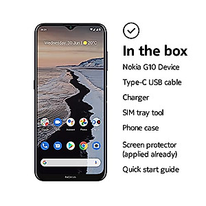 Nokia G10 | Android 11 | Unlocked Smartphone | 3-Day Battery | Dual SIM | US Version | 3/32GB | 6.52-Inch Screen | 13MP Triple Camera | Polar Night