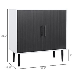 HOMCOM Sideboard Buffet Cabinet, Kitchen Storage Cabinet with Double Door Cupboards, Adjustable Shelf and Steel Legs, Gray