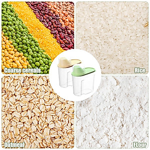 Ksheria 2 Pcs Grain Storage Jar with Measuring Cup Organiser Food Storage Organiser Dry Goods Sealed Jar Rice Bucket, Kitchen Organiser for Cereals, Flour, Rice and More, Grain Dispenser. (1.9L)