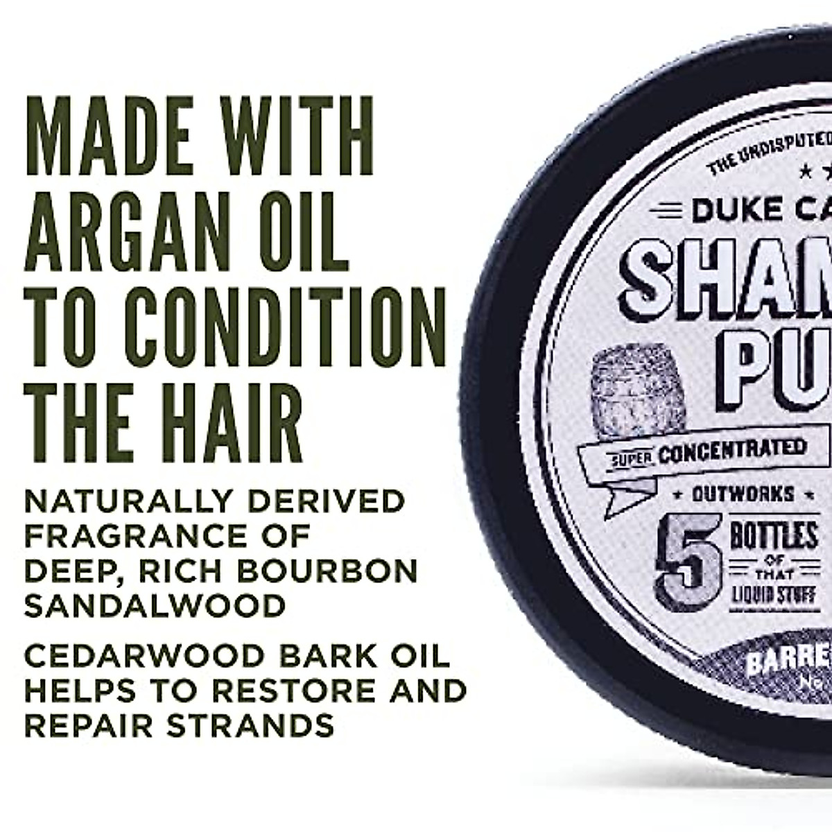 Duke Cannon Supply Co. Men's Shampoo Puck - Barrel Char No. 004, Over 175 Washes, Sulfate-Free, 4.5 oz.