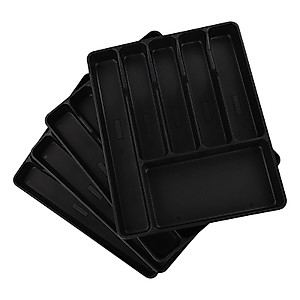 Morcte 1-Pack Plastic Silverware Cutlery Tray Organizer, Cutlery Holder Trays, Black