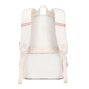 Jaygulf Waterproof Women Laptop Backpack Fashion Girl Daypack Cream