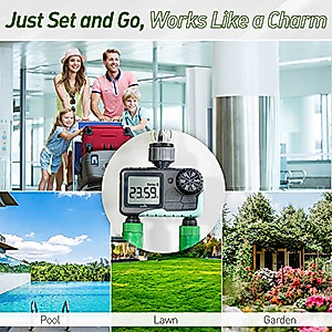 RAINPOINT Sprinkler Timer, Dual Water Timer for Garden Hose Faucet, Fully Programmable with Rain Delay/Manual/Automatic Watering Functions, Outdoor Irrigation Timer Controller for Lawn, Yard, 2 Zones