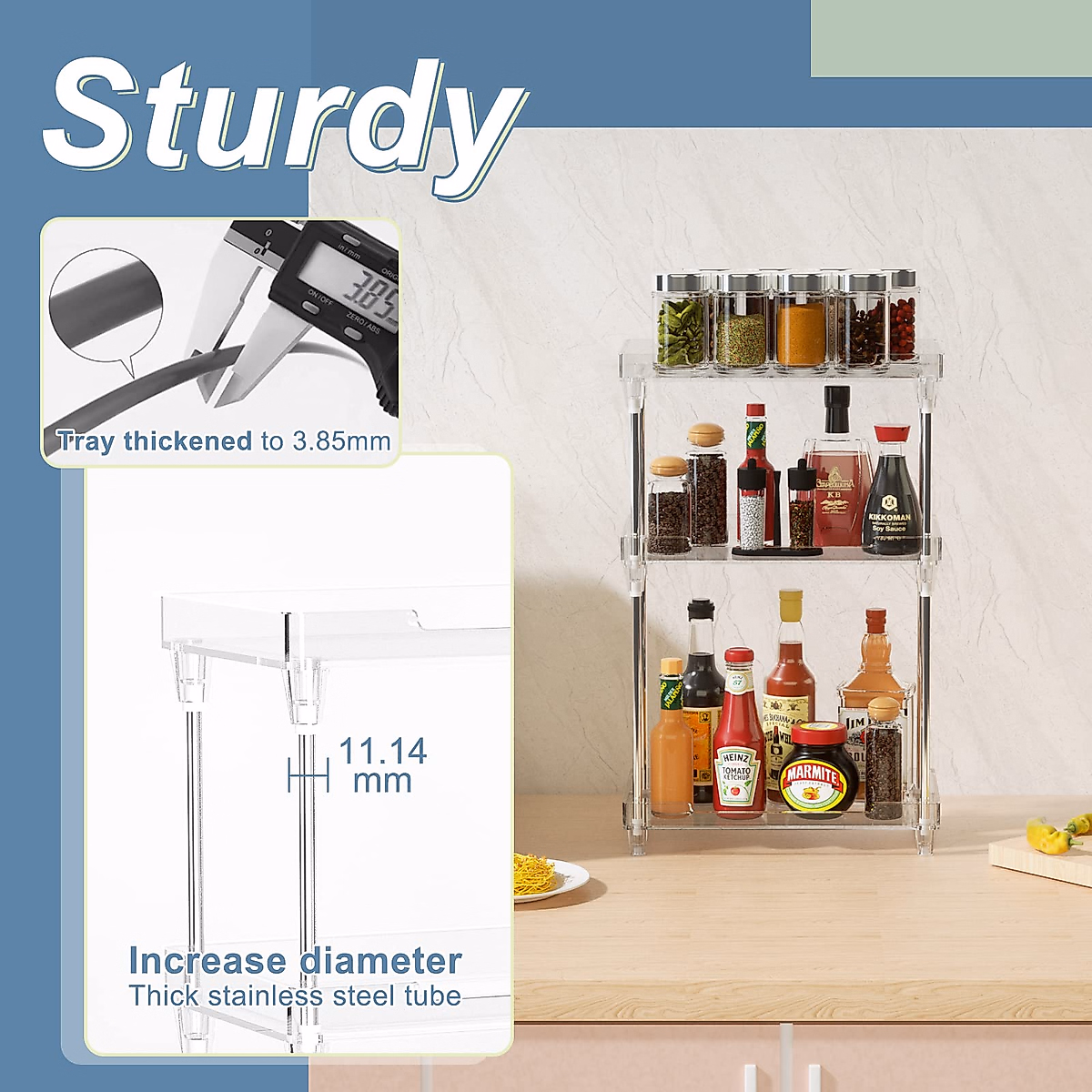 YIEZI Multi-Functional Plastic Shelf, 3-Tier, Anti-Slip, Easy Assembly, 30cm x 30cm x 10cm, Ideal for Organizing Cosmetics, Perfumes, Soaps, Lotions, and More