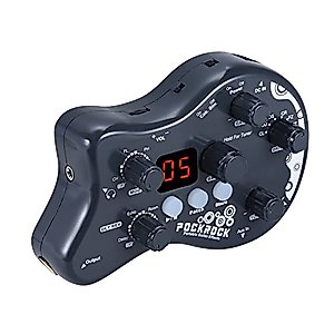 summina Guitar Distortion Pedal Delay Guitar Pedal Portable Guitar Multi-effects Processor Effect Pedal 15 Effect Types 40 Drum Rhythms Tuning Function with Power Adapter (Grey)