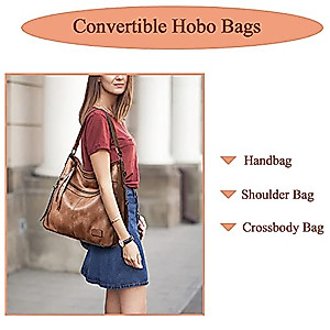 NZ SIXVONA Hobo Bags for Women, Large Soft PU Leather Convertible Tote Women Handbags Purses Shoulder Crossbody Bags for Ladies, Brown