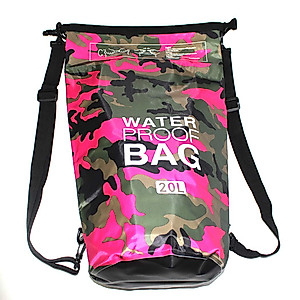 Loovit Waterproof Dry Bag 2L/5L/10L/15L/20L/30L, Roll Top Sack Keeps Gear Dry for Kayaking, Rafting, Boating, Swimming, Camping, Hiking, Beach, Fishing with Free Waterproof Phone Case (Rose red, 20L)