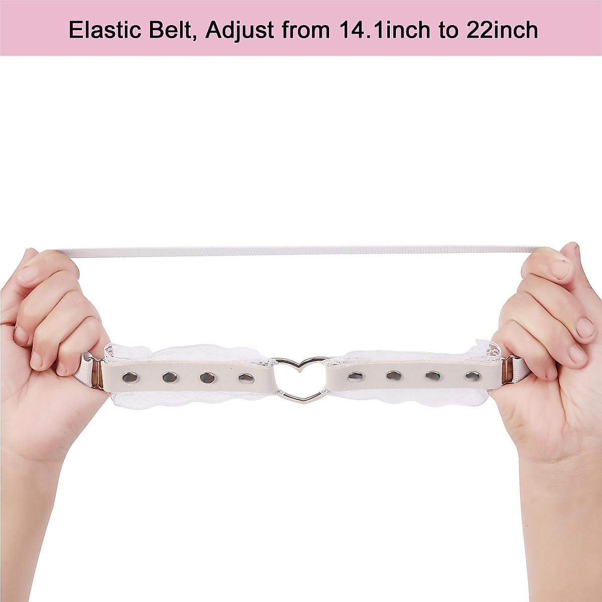 alisikee 2Pcs Adjustable Lace Heart-Shaped Thigh Garter, Elastic Leg Garters for Women, White