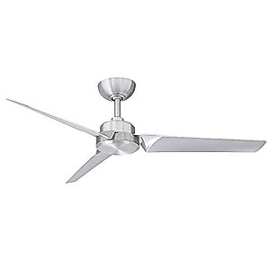 Roboto Smart Indoor and Outdoor 3-Blade Ceiling Fan 52in Brushed Aluminum with Remote Control works with Alexa, Google Assistant, Samsung Things, and iOS or Android App