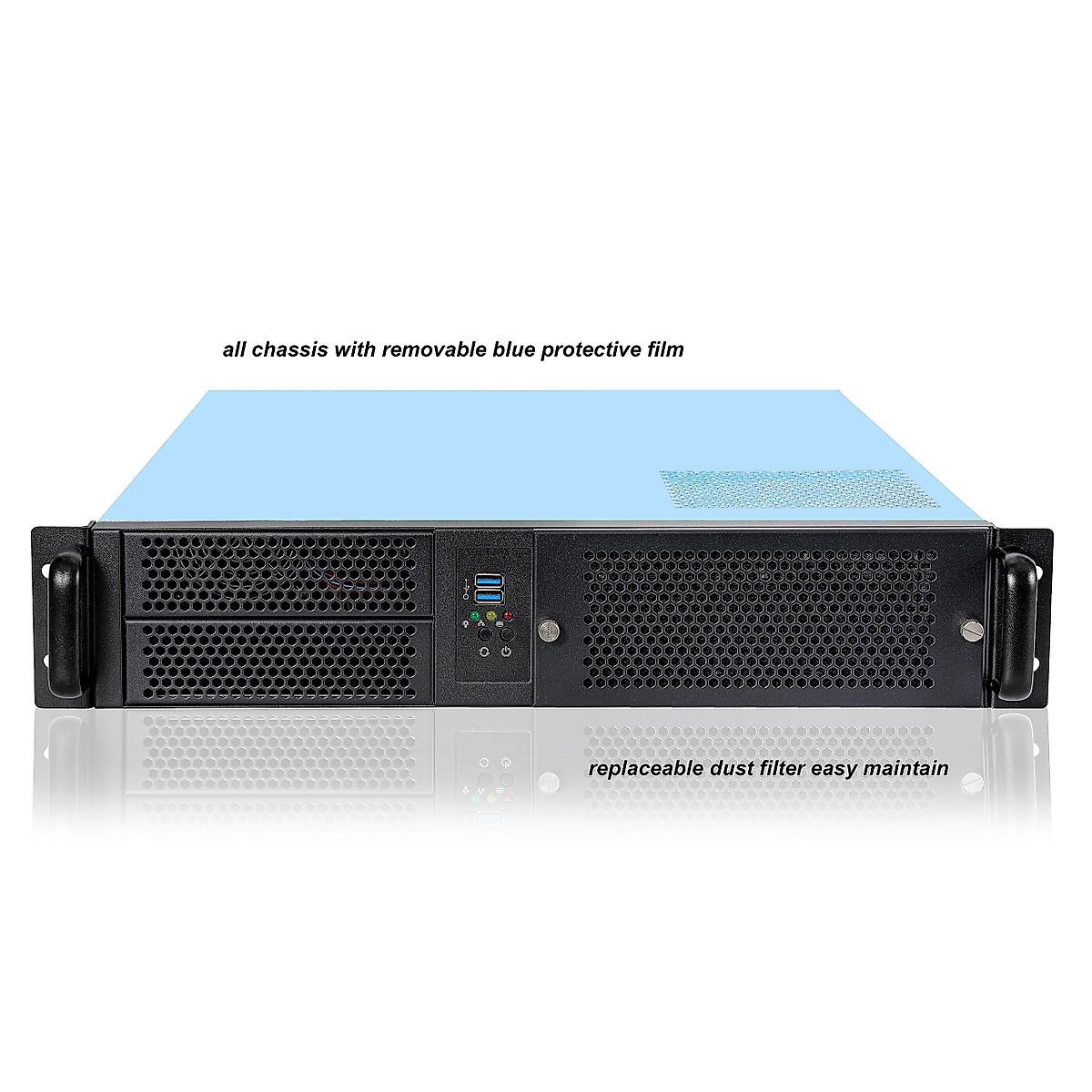 RackChoice 2U Rackmount Server Chassis 2x5.25 + 6x3.5 ATX/MATX Support ATX PSU with Either top or Side Cooling
