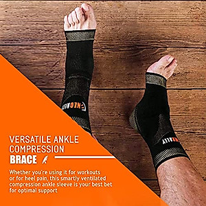 NeoAlly Copper Ankle Compression Sleeve with Gel Pads Ankle Support Brace for Plantar Fasciitis, Sprained Ankle, Achilles Tendon, Pain Relief, Small, 1 Pair