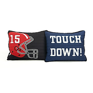 Lush Decor American Football Reversible Oversized Kids 5 Piece Quilt Set, Full/Queen, Black & Navy