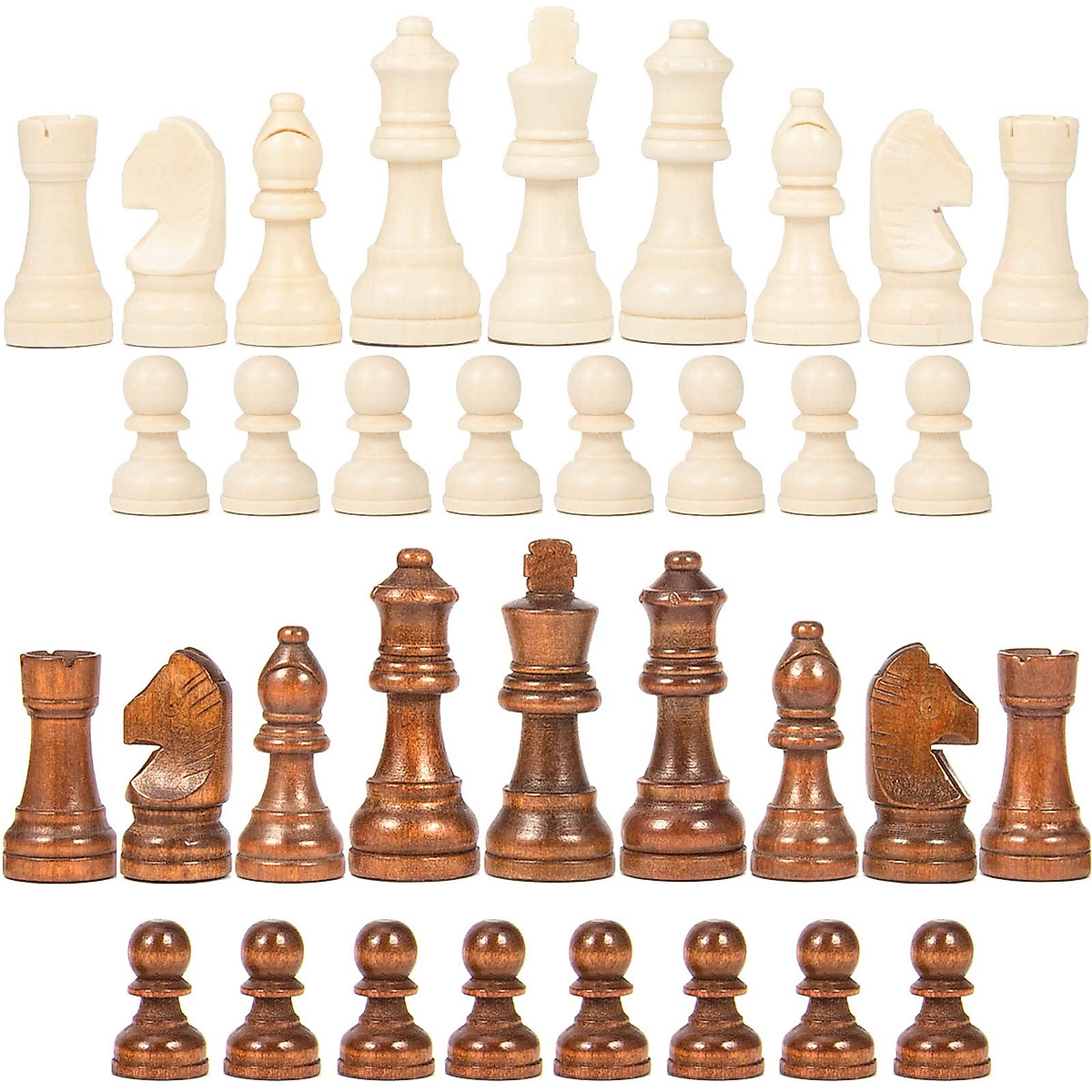 AMEROUS Wooden Chess Pieces Only with 2 Extra Queens / 3.0 Inch King/Storage Bag/Chess Instructions/Chessmen for Chess Borad/Replacement of Missing Pieces (NO Board)