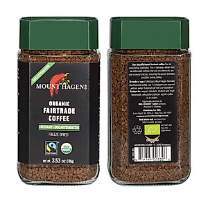 Mount Hagen 3.53oz Organic Freeze Dried Instant Decaf Coffee | Eco-friendly, Fair-Trade Decaffeinated Coffee Made From Organic Medium Roast Arabica Beans [3.53oz Jar]