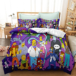 JewosS Simpsons 3 Piece Bedding Set Printed Duvet Cover Set Printed Bed Comforter Cover Quilt Covers with Pillowcases for Your Own Bedroom No Quilt(Twin), Style8