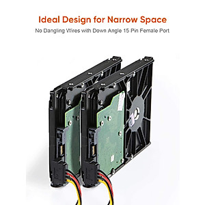 CableCreation SATA Power Cable, [2-Pack] 6-Inch SATA 15 Pin Male to 2xSATA 15 Pin Down Angle Female Power Splitter Cable