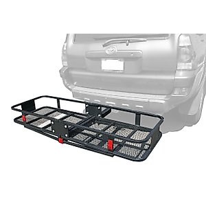 MaxxHaul 70103 500 lb. Capacity Steel Hitch Mount Folding Cargo Carrier Mesh Basket Fits 2 inch Hitch Receiver 60 x 21 x 6.5 in For Car SUV Pickup Truck Van Camping Traveling
