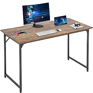 FDW 47.2”W x 23.6”D Gaming Corner Writing Black Large Student Art Modren Simple Style PC Wood and Metal Desk Workstation for Small Space，Vintage, 48