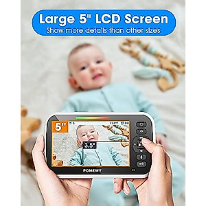 Baby Monitor with Camera and Audio - 5” Display Video Baby Monitor with 29 Hour Battery Life, Remote Pan & Tilt, 2X Zoom,Auto Night Vision, 2 Way Talk, Temperature Sensor,Lullabies,960 Feet Range