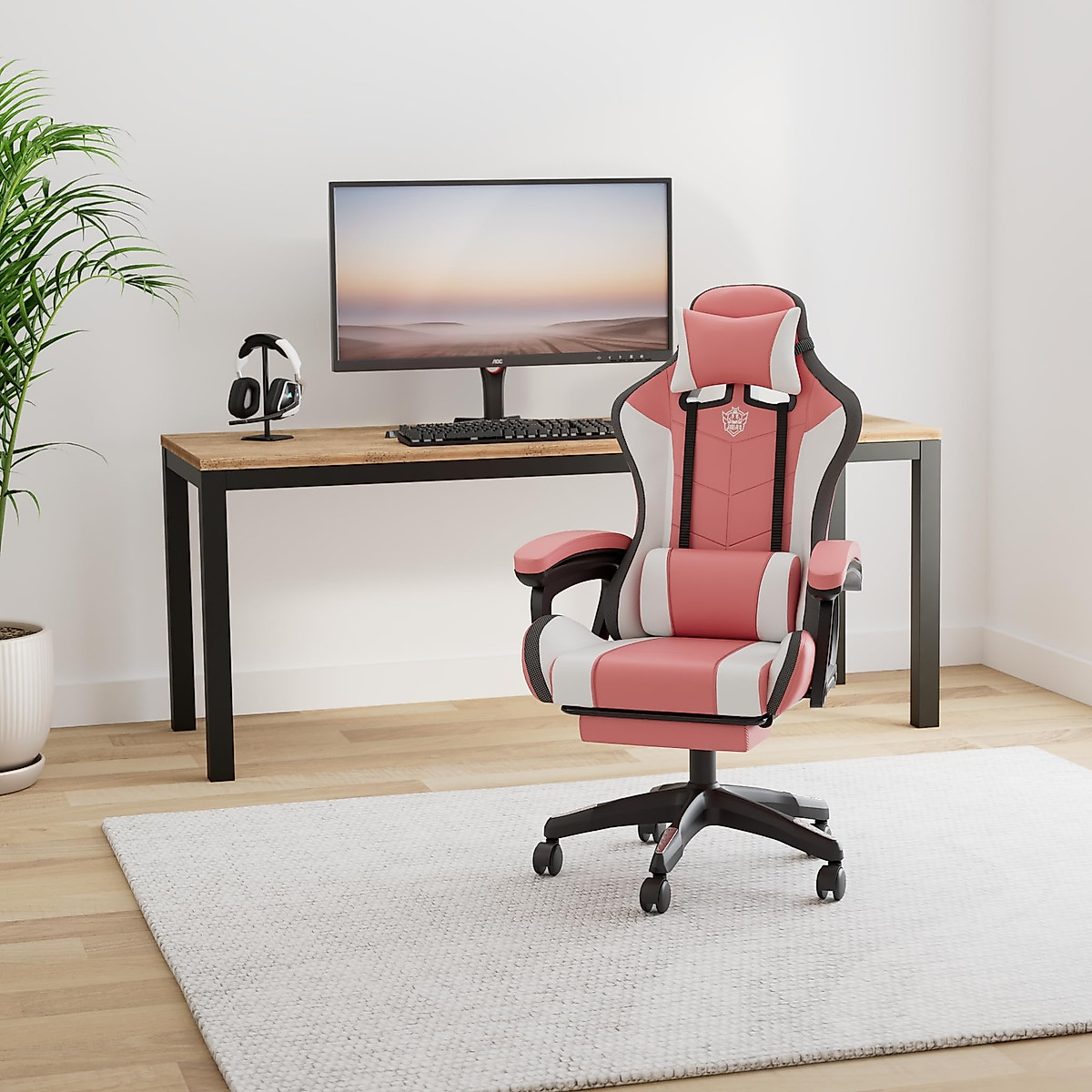 TBQATNTS Gaming Chair with Speakers,Led Gaming Chair,Ergonomic Pro Gaming Chair with Full Massage Lumbar Support Bluetooth Speakers Backrest Adjustable/Gaming Chairs for Adults,Black