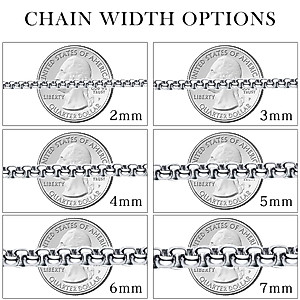 Monily 6mm 26In Square Rolo Stainless Steel Chain Necklace Round Box Necklace Men Women Jewellery