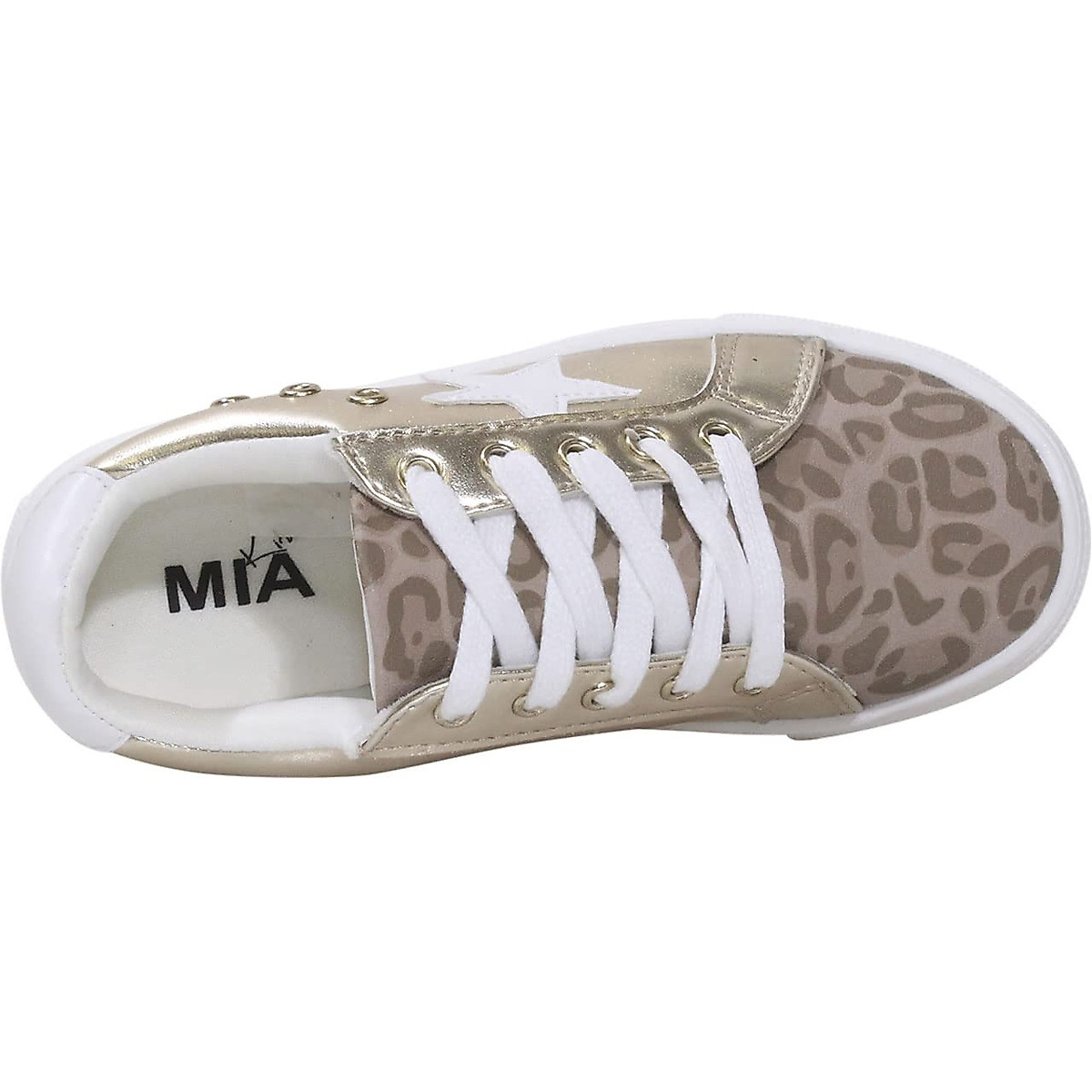 Mia Kids Big Girl's Jonny Sneakers Low Top Platform Gold/Leopard Sz. 5