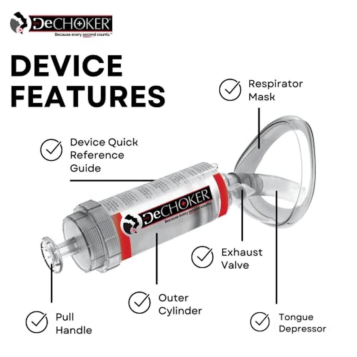 DeCHOKER Choking Rescue Anti-Choking Device for Qty 2 Adult (Ages 12+ Years) and Qty 1 Children (Ages 3-12 Years), Pack of 3, First Aid Choking Rescue