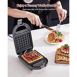 Mini Waffle Maker, Small Waffle Iron Machine Stuffed Non-Stick for Kinds, Breakfast Square Compact Design Tiny, Fast Heat Up, Keto Chaffles, Grilled Cheese, Snack, Gray 600W BEZIA