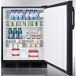 Summit Appliance AL752BK Freestanding ADA Compliant 24" Wide 5.5 Cu.Ft. All-Refrigerator for General Purpose Use with Door Liner, Auto Defrost Operation and Black Exterior