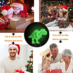 FULLOSUN Night Light for Kids Dinosaur T-rex 3D Night Light Bedside Lamp 16 Colors Changing with Remote Control, Xmas Halloween Birthday Gift for Child Baby Boy