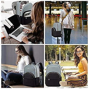 LOVEVOOK Laptop Backpack for Women, Travel Backpack Light Weight, Large Capacity Computer Backpack Purse for Work, Casual Daypack with USB Charging Hole(Black-Grey-1,15.6 Inch)