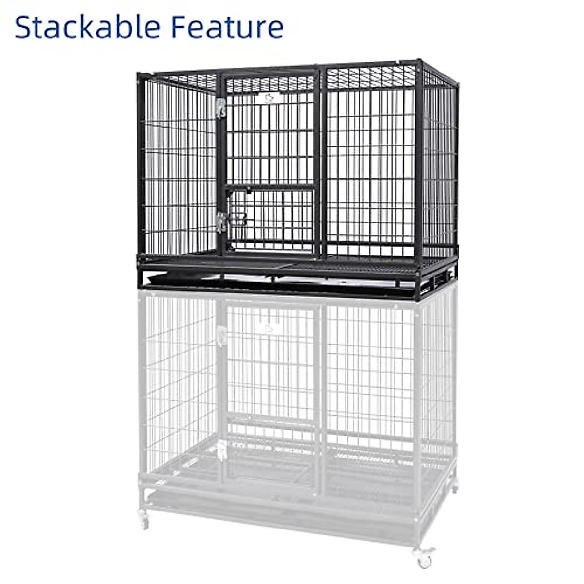 Homey Pet 43" Stackable Heavy Duty Cage W/Feeding Door, Casters and Tray