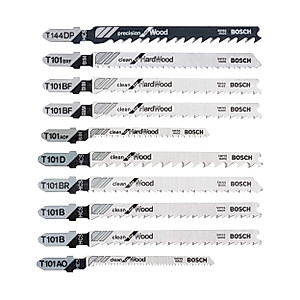 Bosch Professional 10-Piece Jigsaw Blades Set Clean (for Wood and Laminate, Accessories for Jigsaw with T-Shank Holder)