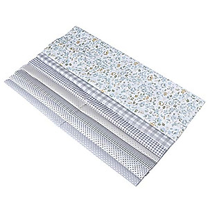 Healifty 7 Sheets Fabric Squares Sheets Flower Pattern Cotton Patchwork Craft DIY Sewing Scrapbooking Quilting (Grey) 50x50cm