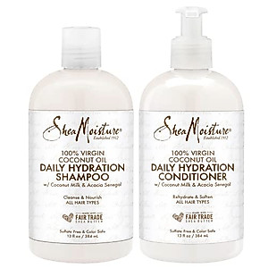 SheaMoisture 100% Virgin Coconut Oil Daily Hydration Shampoo & Conditioner | 13 fl. oz. Each