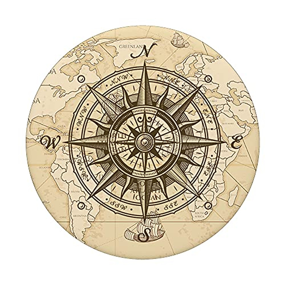 Compass Nautical World Map Vintage Adventure Travelers PopSockets Swappable PopGrip