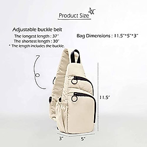 ODODOS Crossbody Sling Bag with Adjustable Straps Small Backpack Lightweight Daypack for Casual Hiking Outdoor Travel, Ivory
