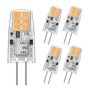 KLG G4 LED Bulbs,G4 Light Bulb, AC/DC 12V JC Type Bi Pin Base Bulb 20W G4 Halogen Bulbs Replacement for Landscape Lighting Daylight White 6000K (G4 6000K)