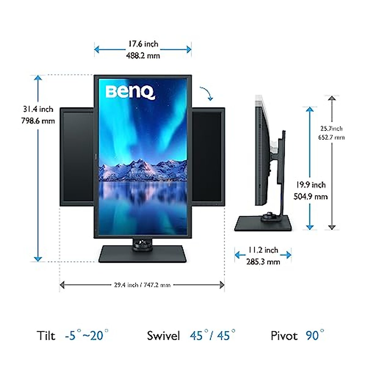 BenQ SW321C Photo Video Editing Monitor 32" 4K UHD | 99% AdobeRGB,100% sRGB,95% P3 | IPS | Hardware Calibrated | 16 bit 3D LUT | DeltaE ≤2 | Uniformity | HLG | AQCOLOR | Ergonomic | USB-C(60W) , Black