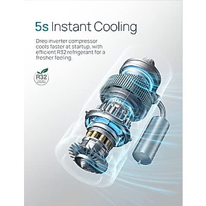 Dreo TwinCool 12000 BTU Smart Inverter Portable Air Conditioner with Dual Hose, 42dB Quiet,Powerful Cooling, Up to 450 Sq Ft, Remote Control, Dehumidify, 24H Timer, Window Mount Kit, White