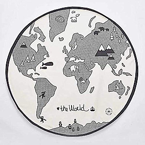 ABREEZE Adventure World Map Pattern Baby Play Mat,Crawling Mats Floor Playmat Activity Round Rug for Infant Child Kids 53 Inches