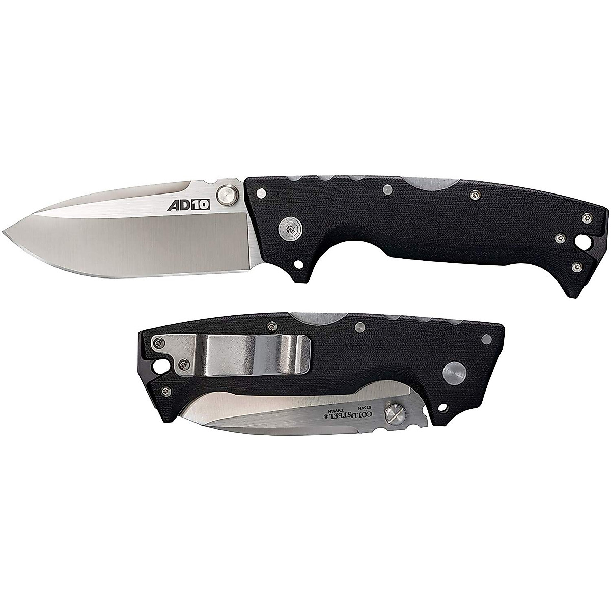 COLD STEEL AD-10 3.5" S35VN Steel Ultra-Sharp Drop Point Blade 5.25" G-10 Handle Tactical Folding Knife with Tri-Ad Locking Mechanism
