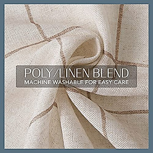 Elrene Home Fashions Brighton Windowpane Plaid Blackout Window Curtain, Living Room and Bedroom Drape with Rod Pocket Tabs, 52" x 84", Linen, 1 Panel