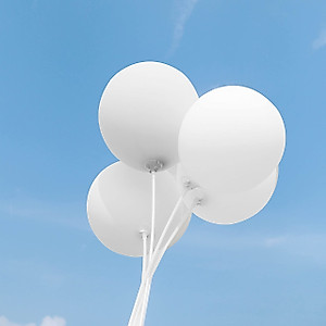 White Balloons 100 Pack 12 Inch White Latex Party Balloons with 2 Rolls of Ribbon Pastel White Helium Balloons for Wedding Birthday Party Baby Shower Engagement Anniversary Party Decorations