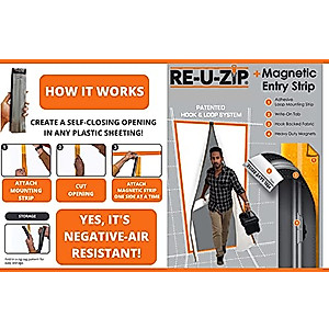 RE-U-ZIP® Reusable Magnetic Entry Strip™ | Patented Self-Closing Dust Barrier Zipper | Starter Kit